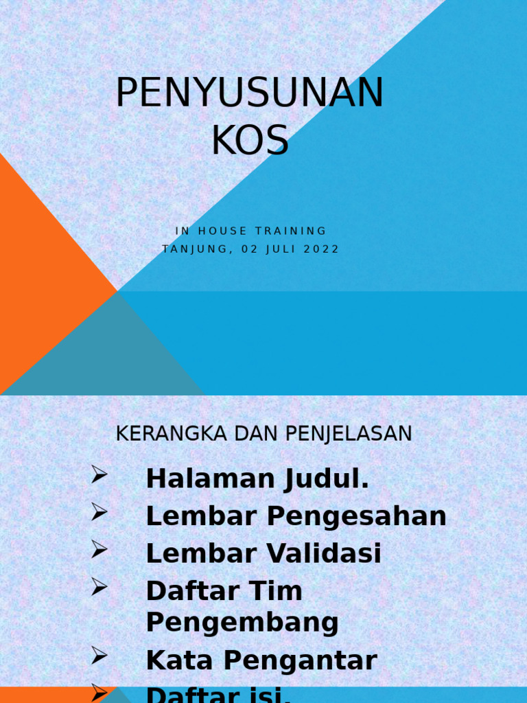 Kerangka Kos Dan Penjelasannya | PDF