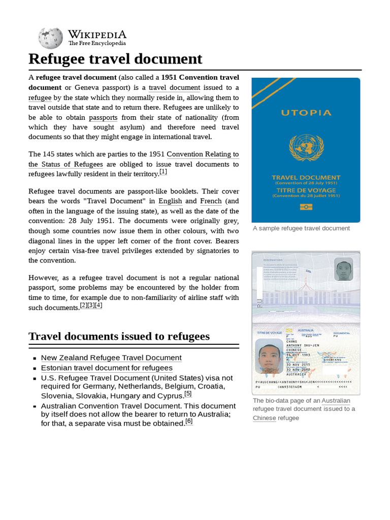 Refugee Travel Document | PDF