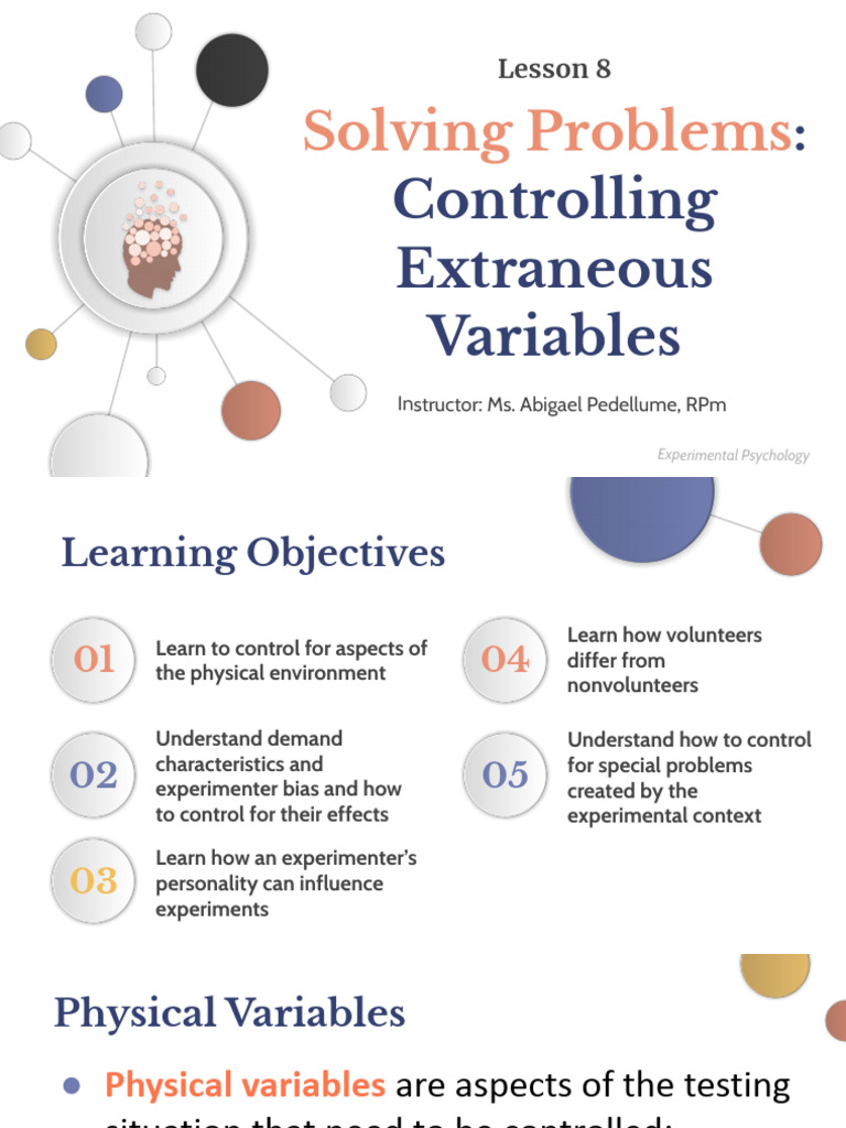 Lesson 8 - Solving Problems - Controlling Extraneous Variables | PDF