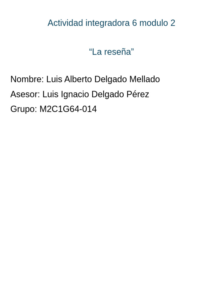 Actividad Integradora 6 Modulo 2 La Reseña | PDF