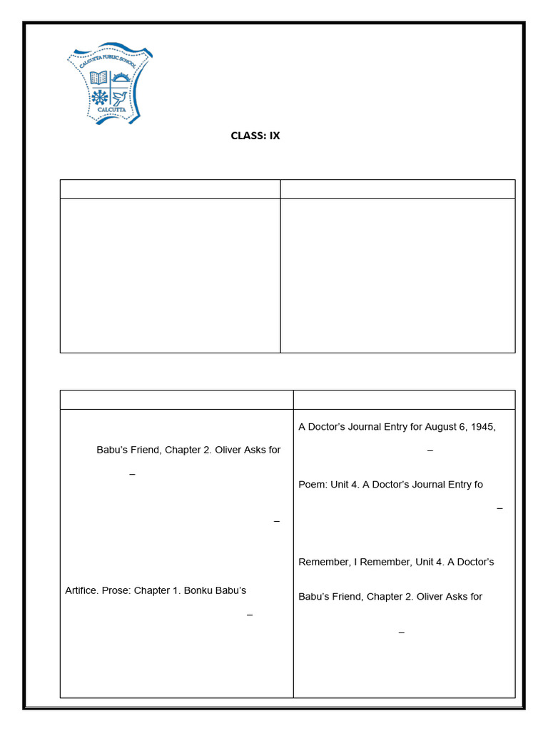 Calcutta Public School Class: Ix: TH ST RD | PDF