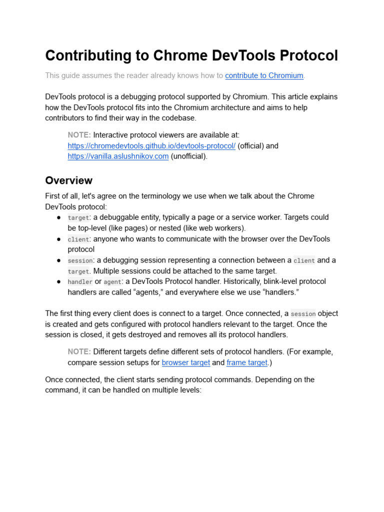 Contributing To Chrome DevTools Protocol | PDF | Json | Computers