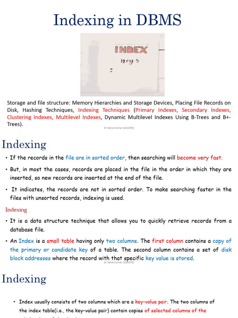 Indexing in DBMS | PDF