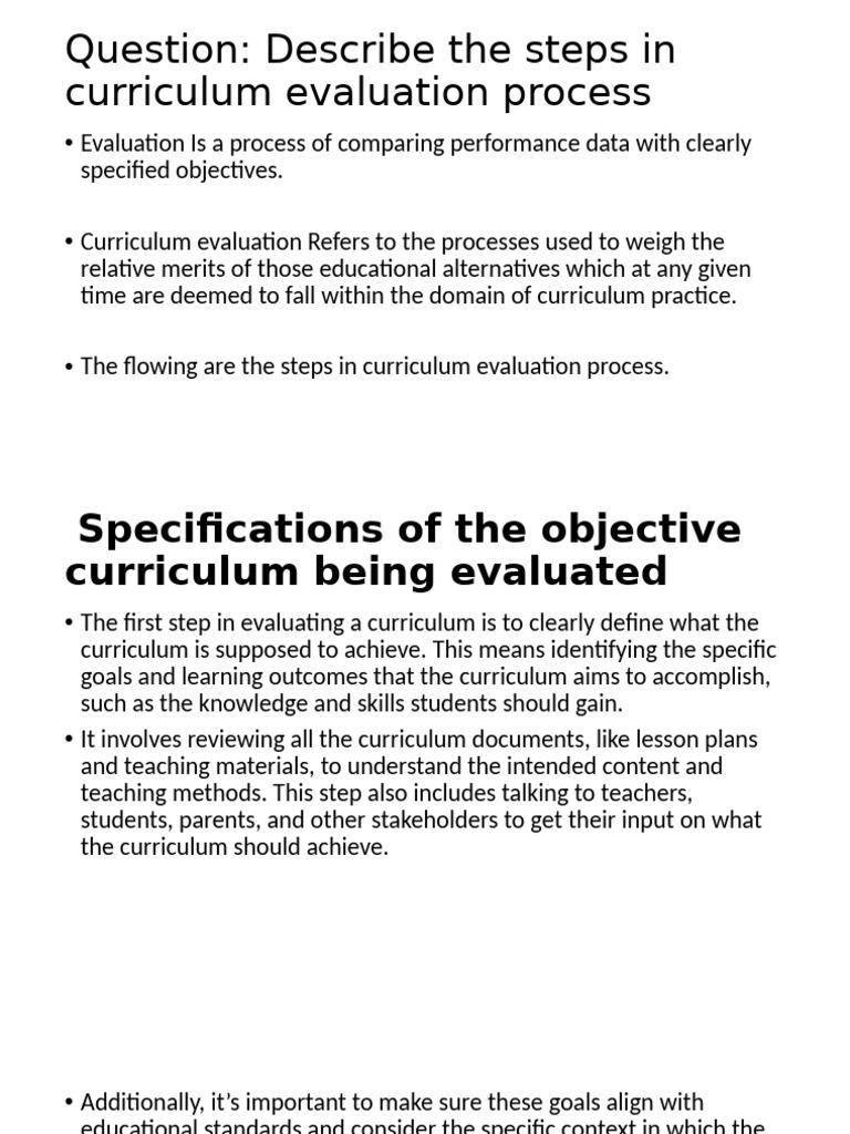 Curriculum Presentation | PDF | Data Analysis | Evaluation