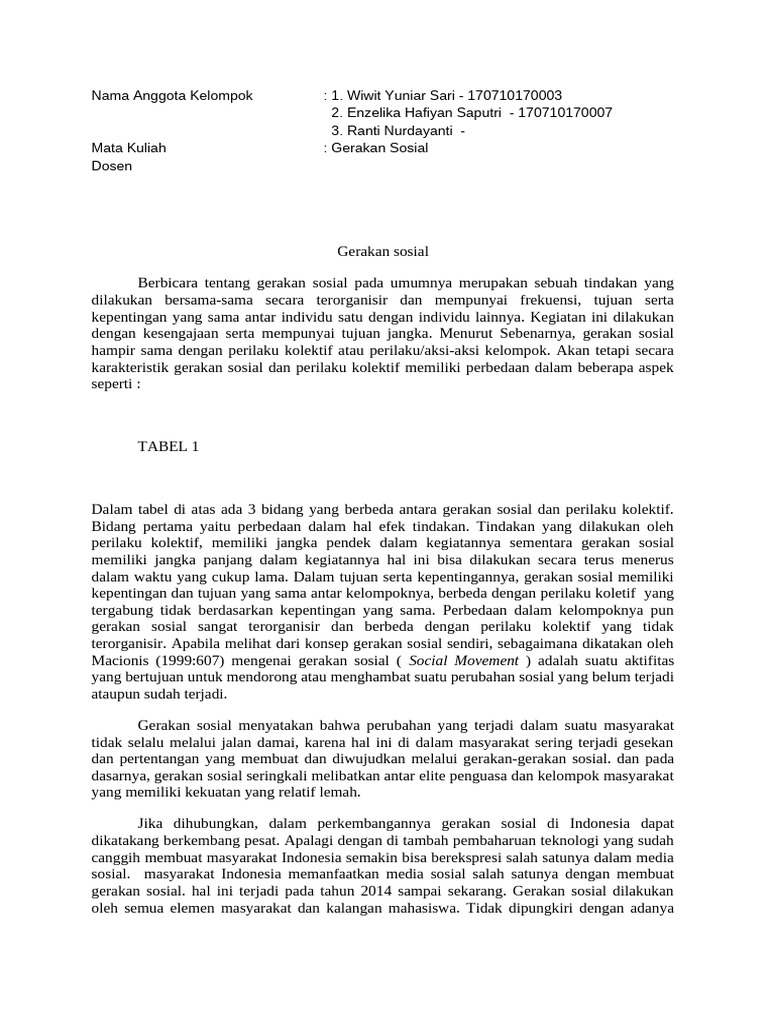 Tugas Essay Gerakan Sosial | PDF