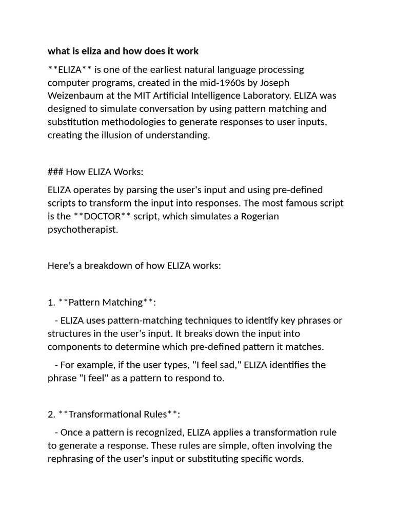 What Is Eliza and How Does It Work | PDF | Artificial Intelligence ...