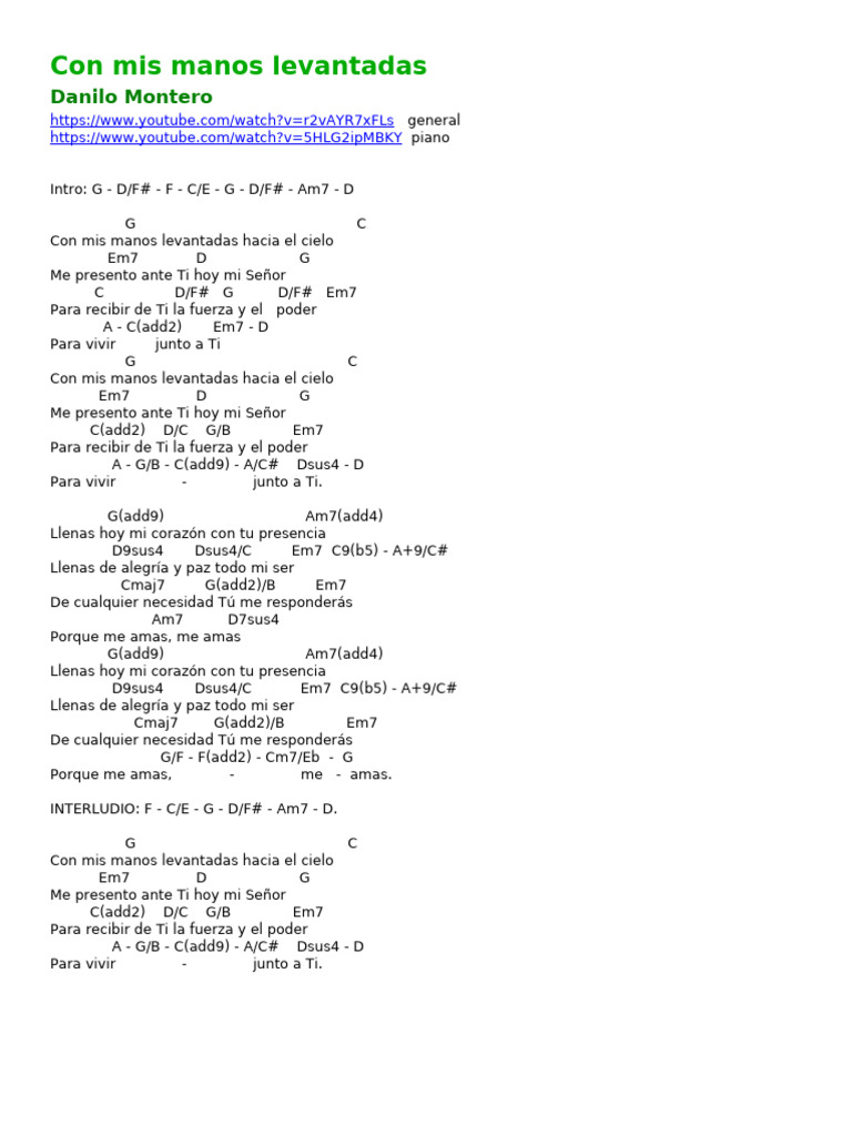 Con Mis Manos Levantadas DANILO MONTERO | PDF