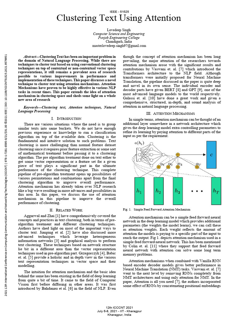 Clustering Text Using Attention | PDF