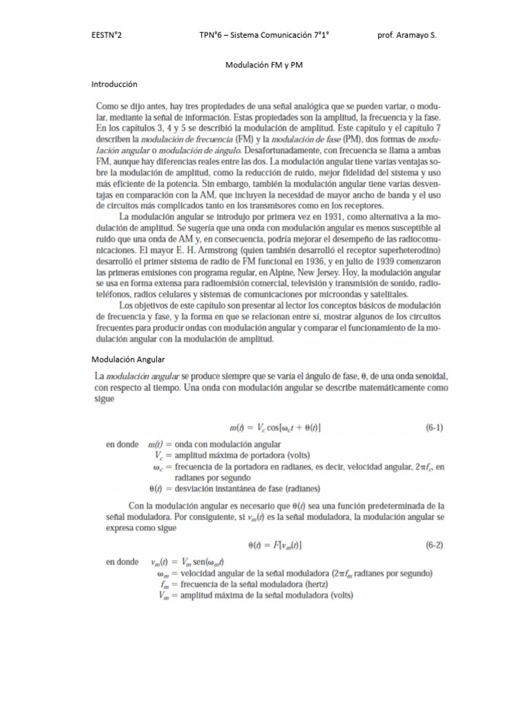 TP6 Comunicaciones 7°eca (2024) - 1 | PDF | Modulación de frecuencia | Modulación