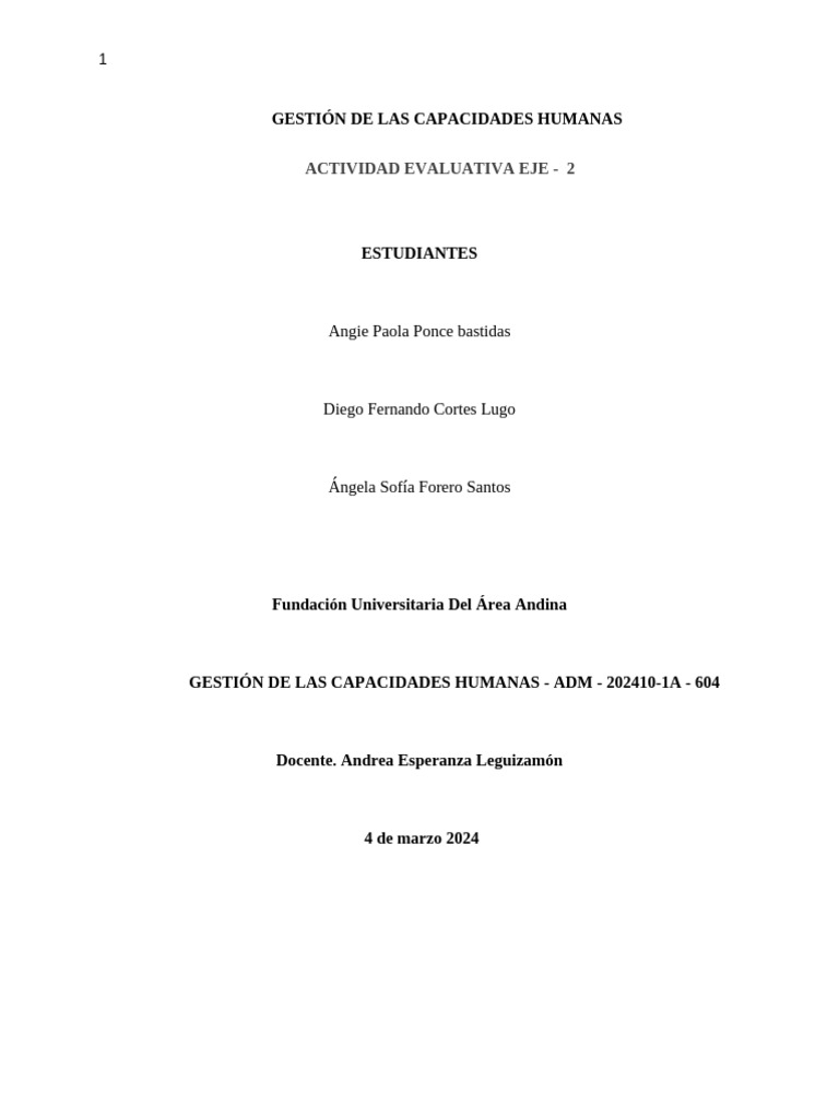 Gestión de Las Capacidades Humanas Eje 2 | PDF