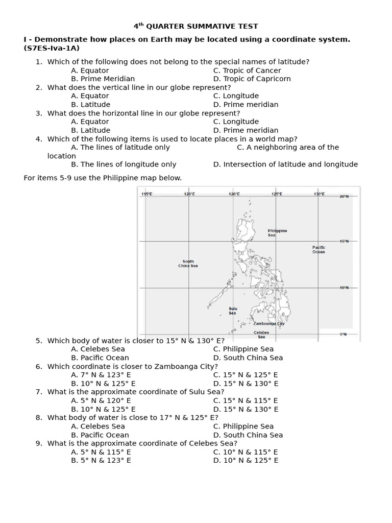 4th Quarter Summative Test | PDF