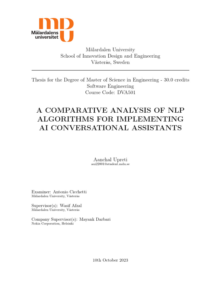 A Comparative Analysis Of Nlp Algorithms For Implementing Ai