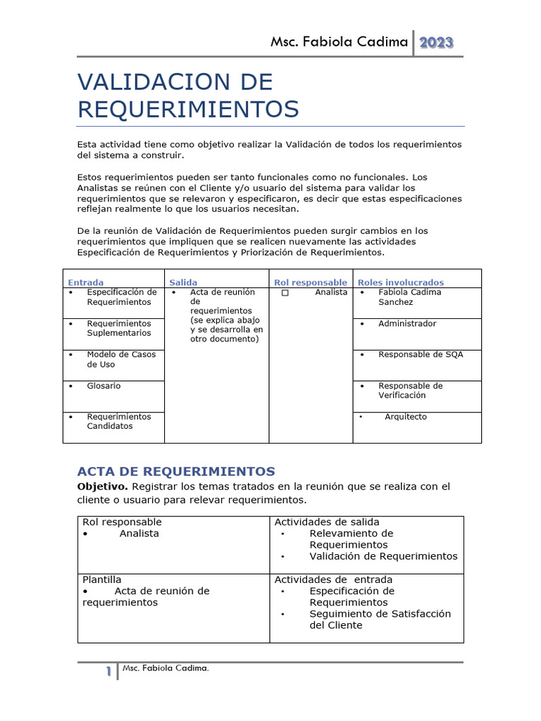 Validación de Requerimiento | PDF | Software de la aplicacion | Usuario ...