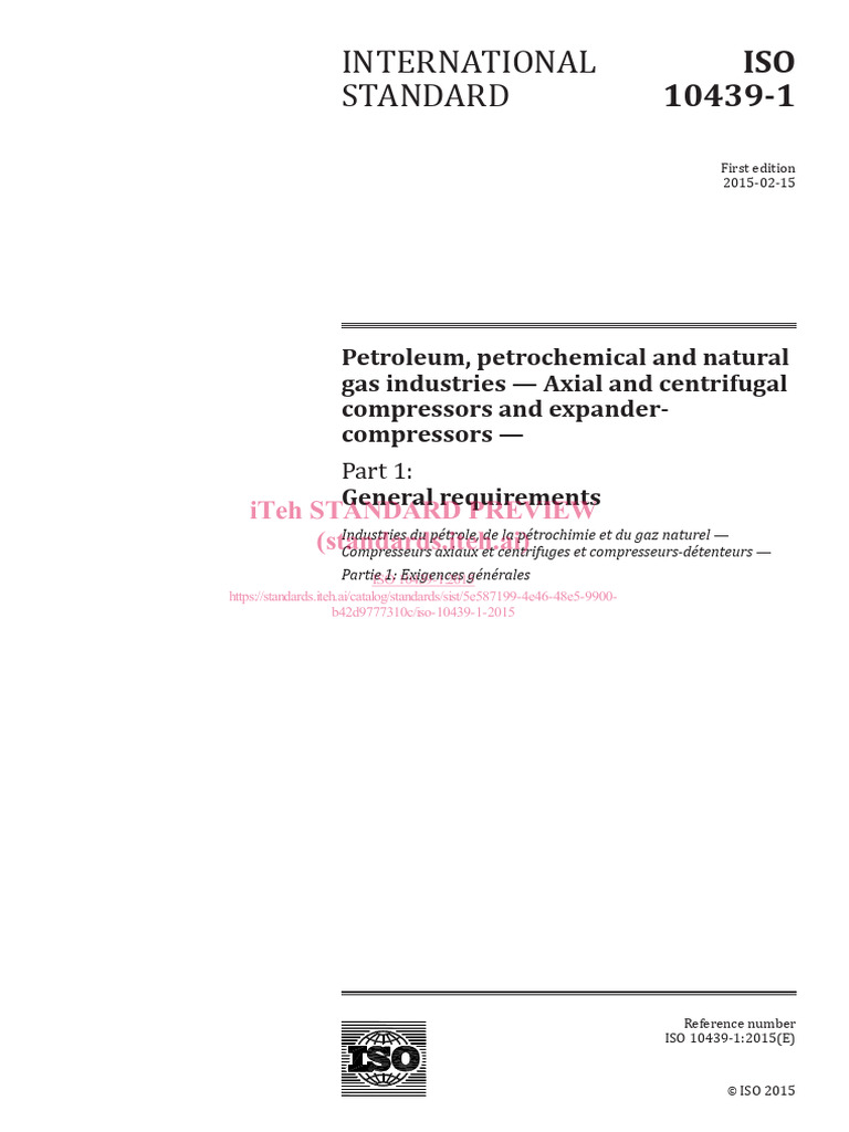 (PREVIEW) ISO 10439-1 (2015) - General Requirements | PDF