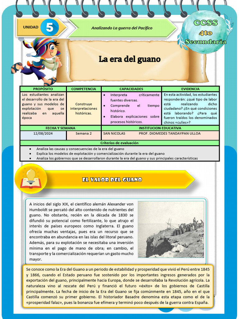 FICHA DE ACTIVIDAD CCSS 4°-SEMANA 2 UNI 5 | PDF