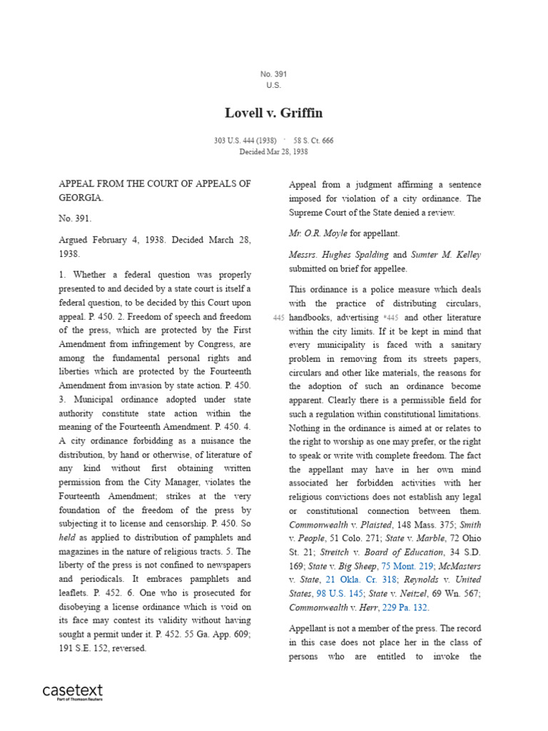 Lovell v. Griffin | PDF