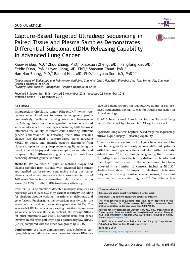 Capture Based Targeted Ultradeep Sequencing in Pai | PDF