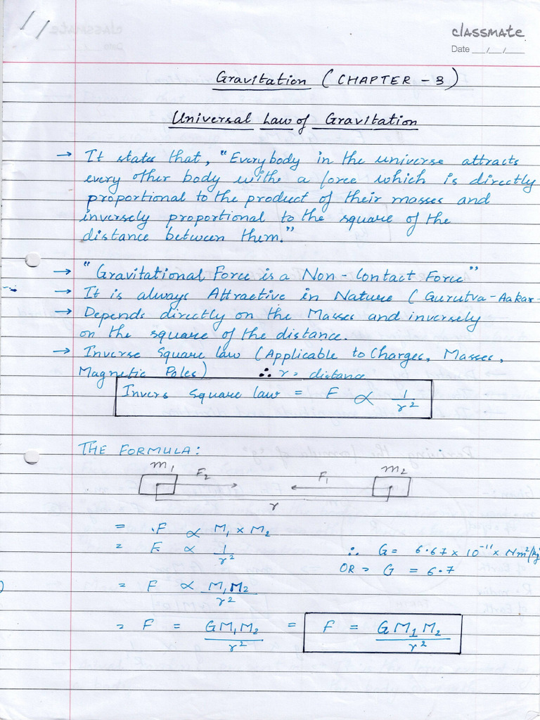 Gravitation Notes | PDF
