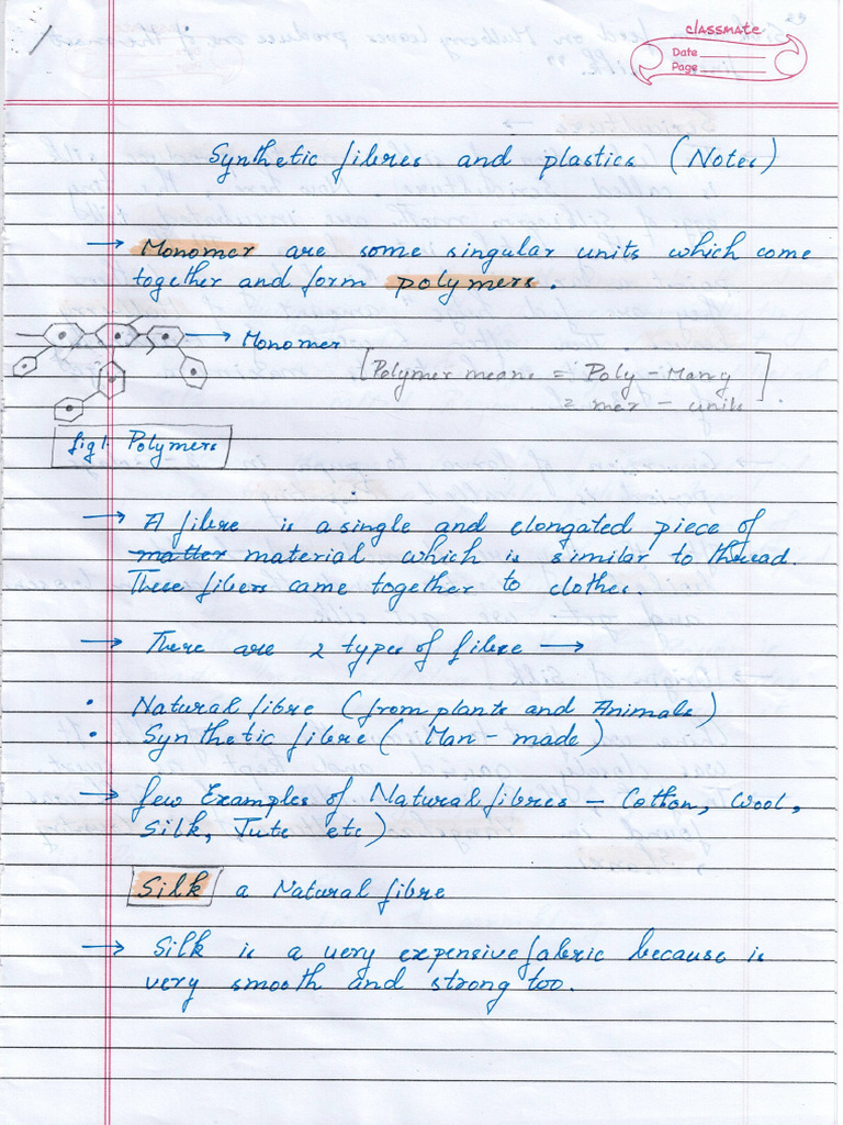 Synthetic Fibers & Plastics Notes | PDF