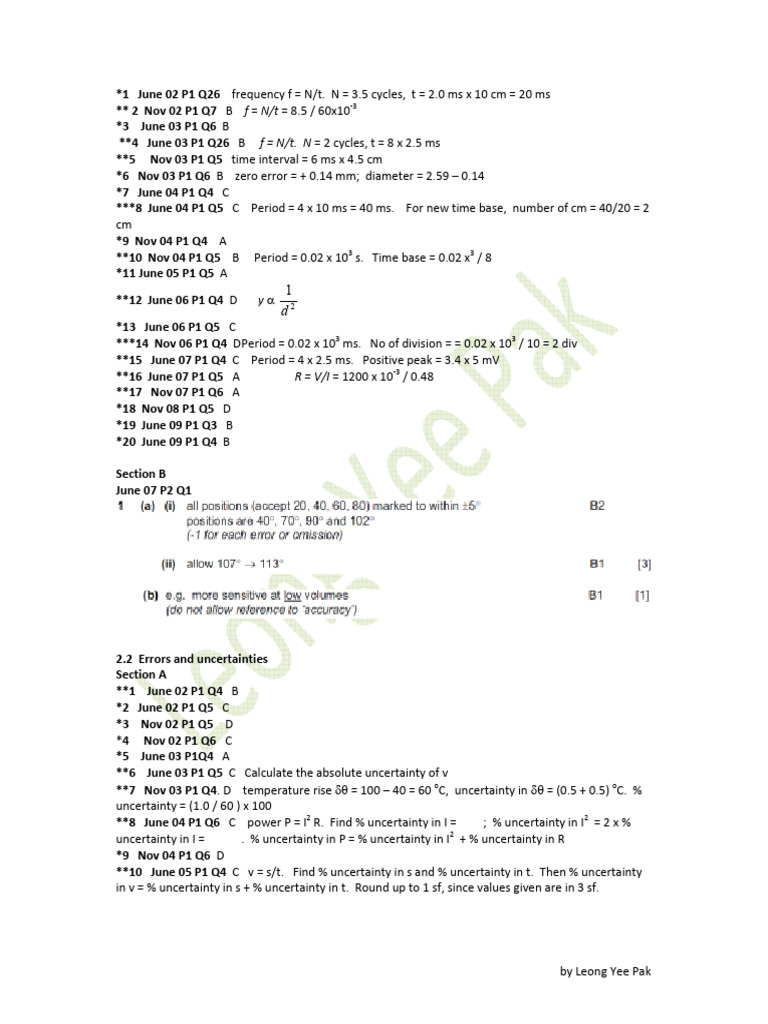 Tutorial 2 Measurement Techniques Answers | PDF