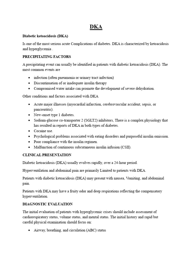 Diabetic Ketoacidosis (DKA) | PDF