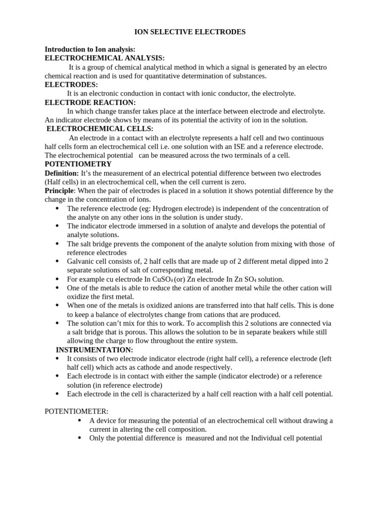 Ion Selective Electrodes | PDF