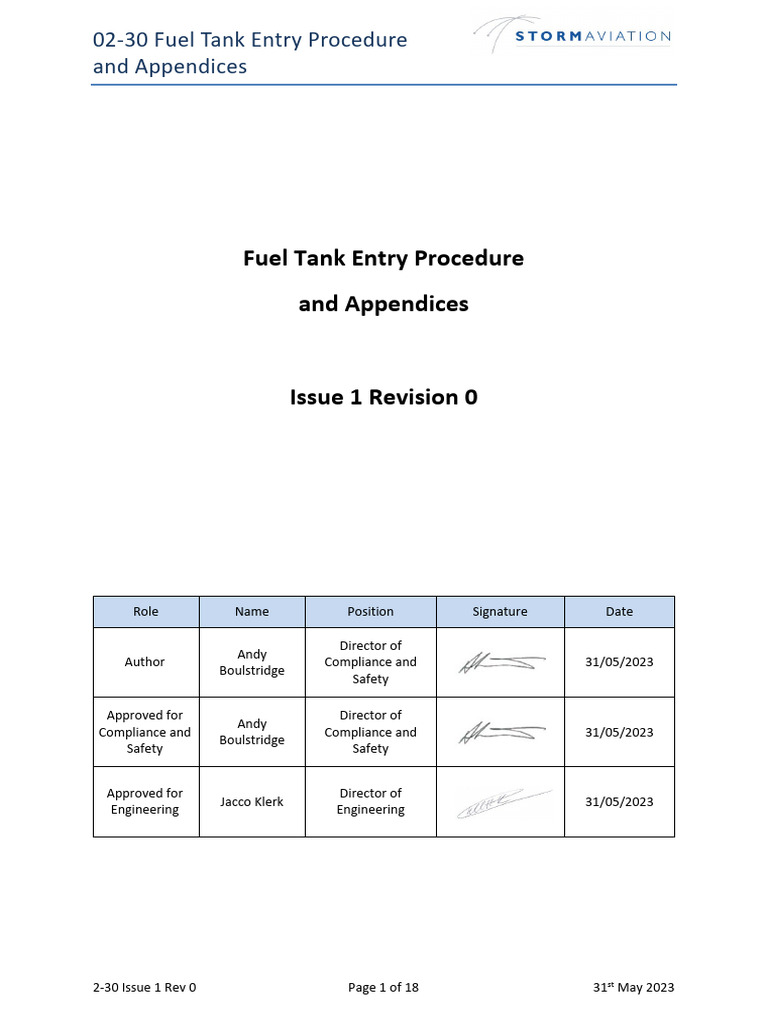 02-30 Fuel Tank Entry Procedure and Appendicies | PDF