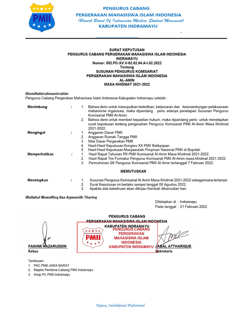 SK Pmii Al Amin Fix | PDF