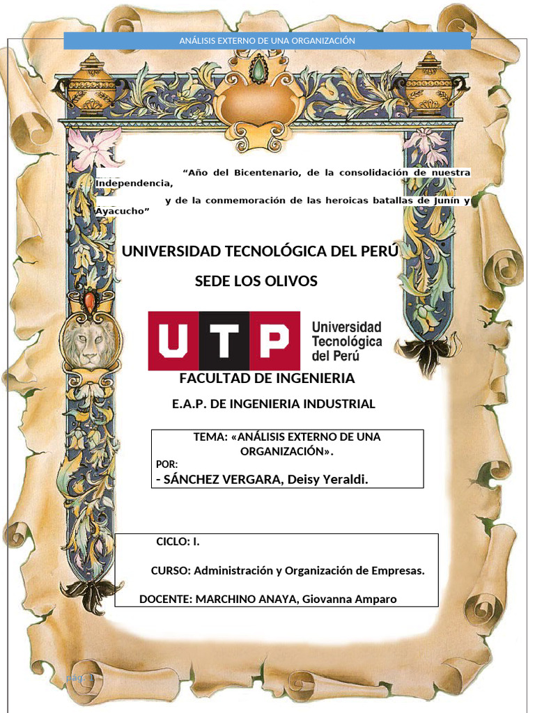 sem 01 Tarea Analísis externo de una organización (2) | PDF