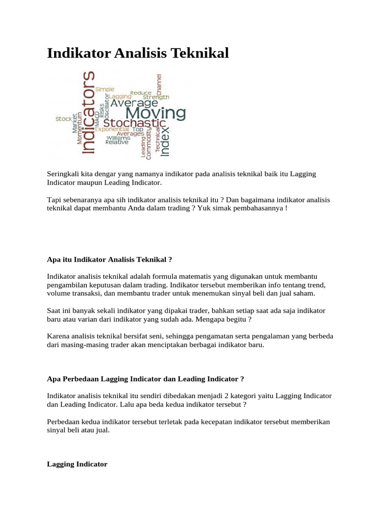 Indikator Lagging & Leading Analisis Teknikal | PDF