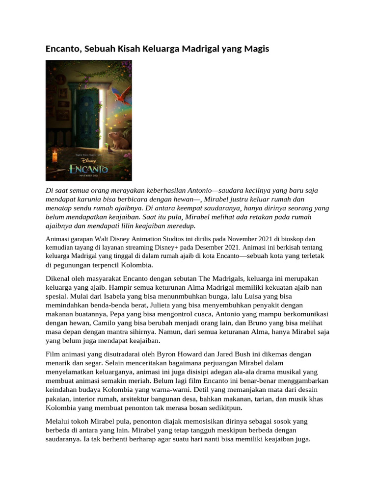 Resensi Film Encanto | PDF