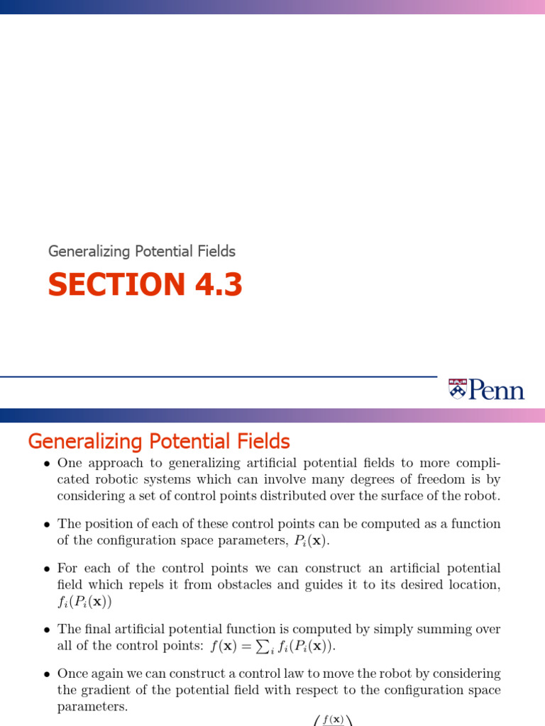 Section 4.3: Generalizing Potential Fields | PDF