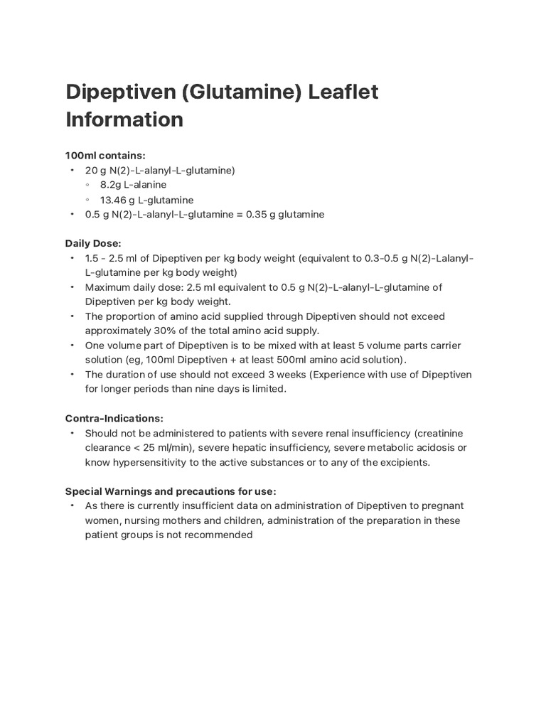 Dipeptiven (Glutamine) Leaflet Information | PDF