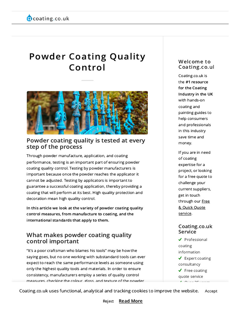 Powder Coating Quality Control - Standards & Tests - Coating - Co.uk ...