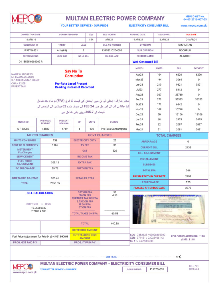 Mepco Online Bill | PDF