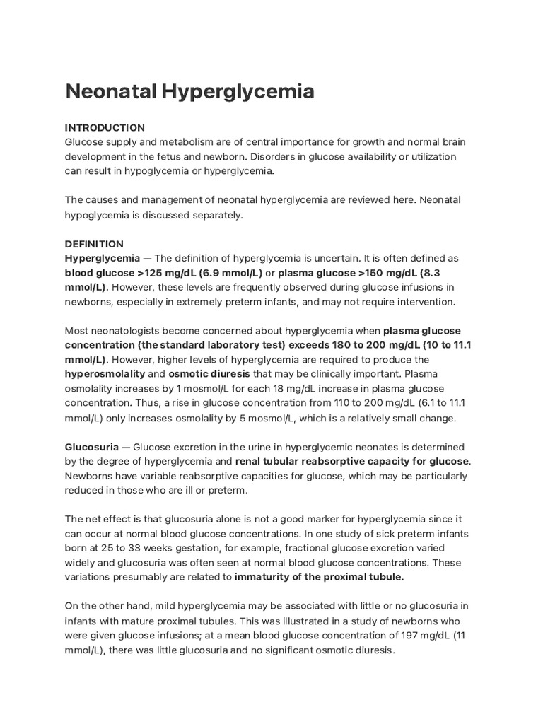 Neonatal Hyperglycemia | PDF