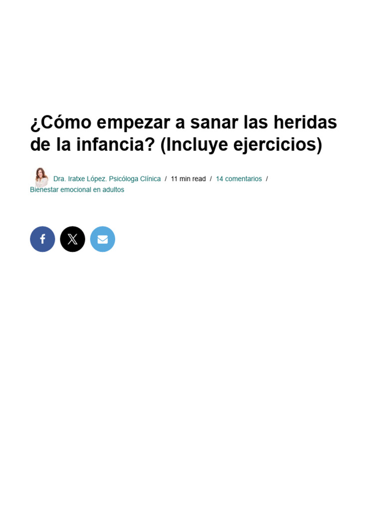 Cómo Sanar Las Heridas De La Infancia Incluye Ejercicios Pdf