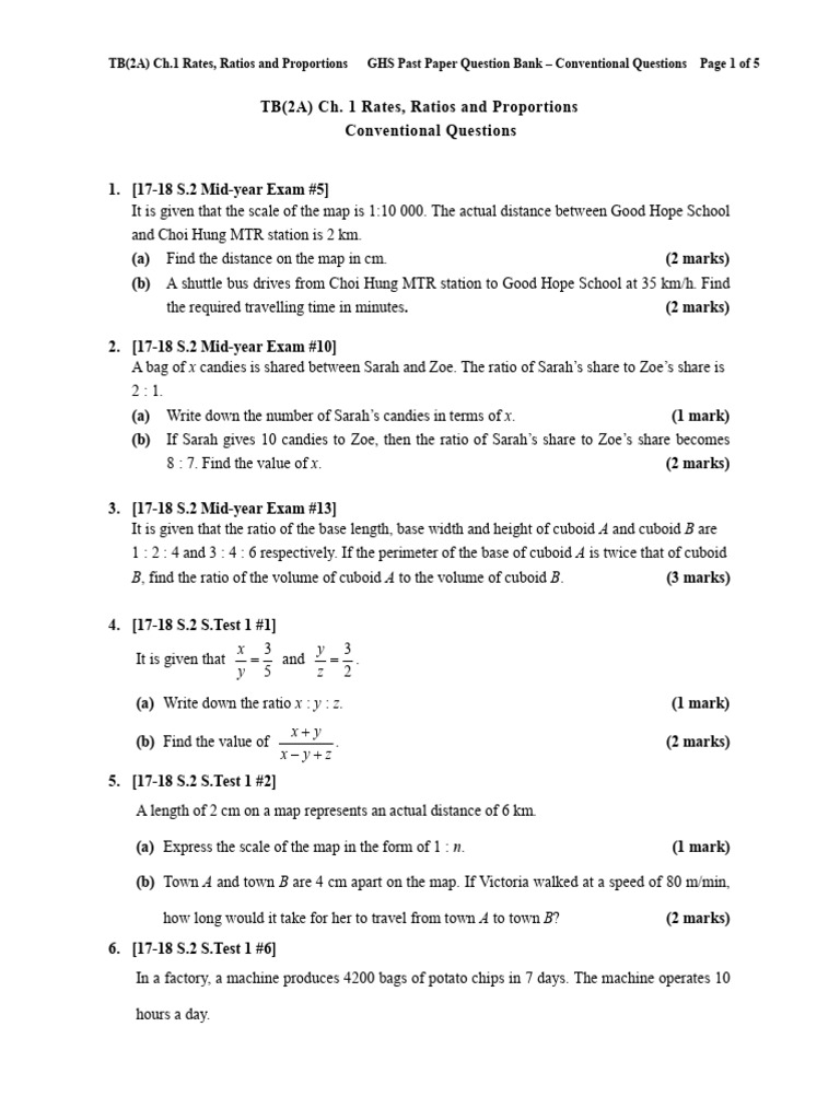 (17-22) 2A-Ch.1-Rates, Ratios and Proportions - CQ | PDF