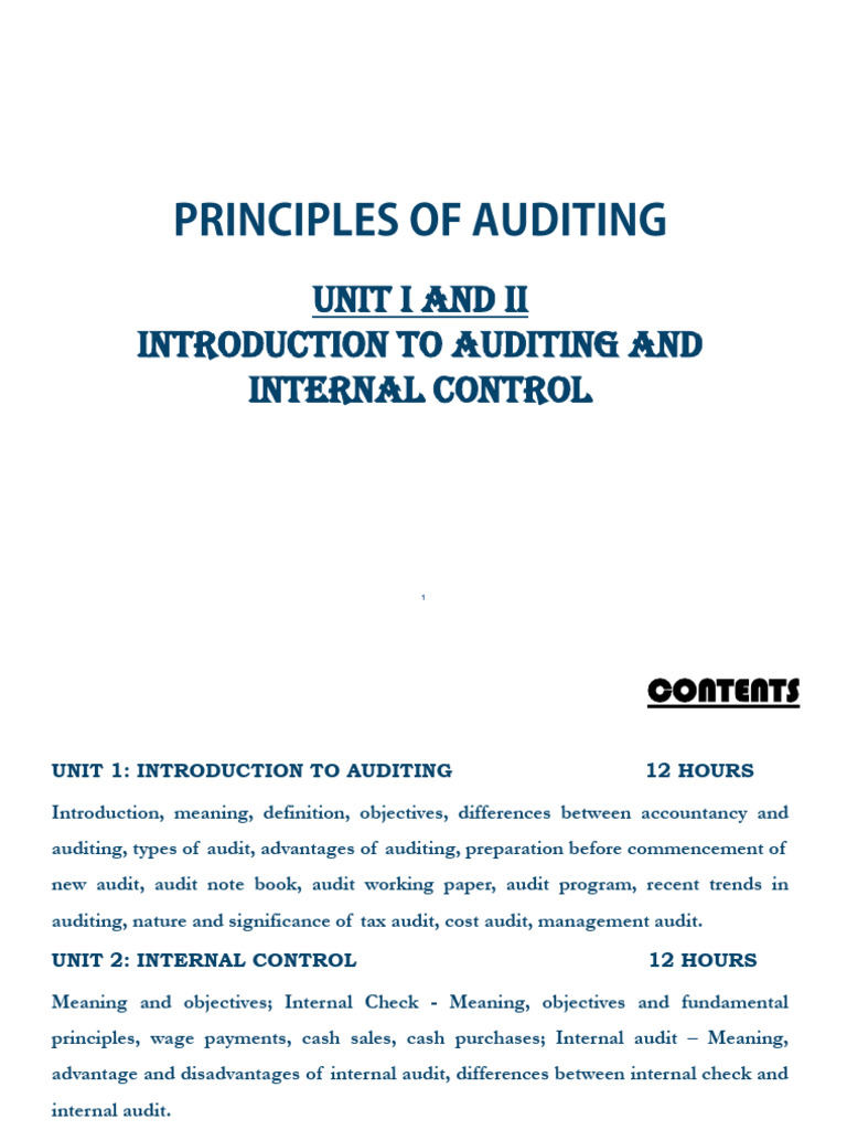 Auditing - Unit 1 | PDF