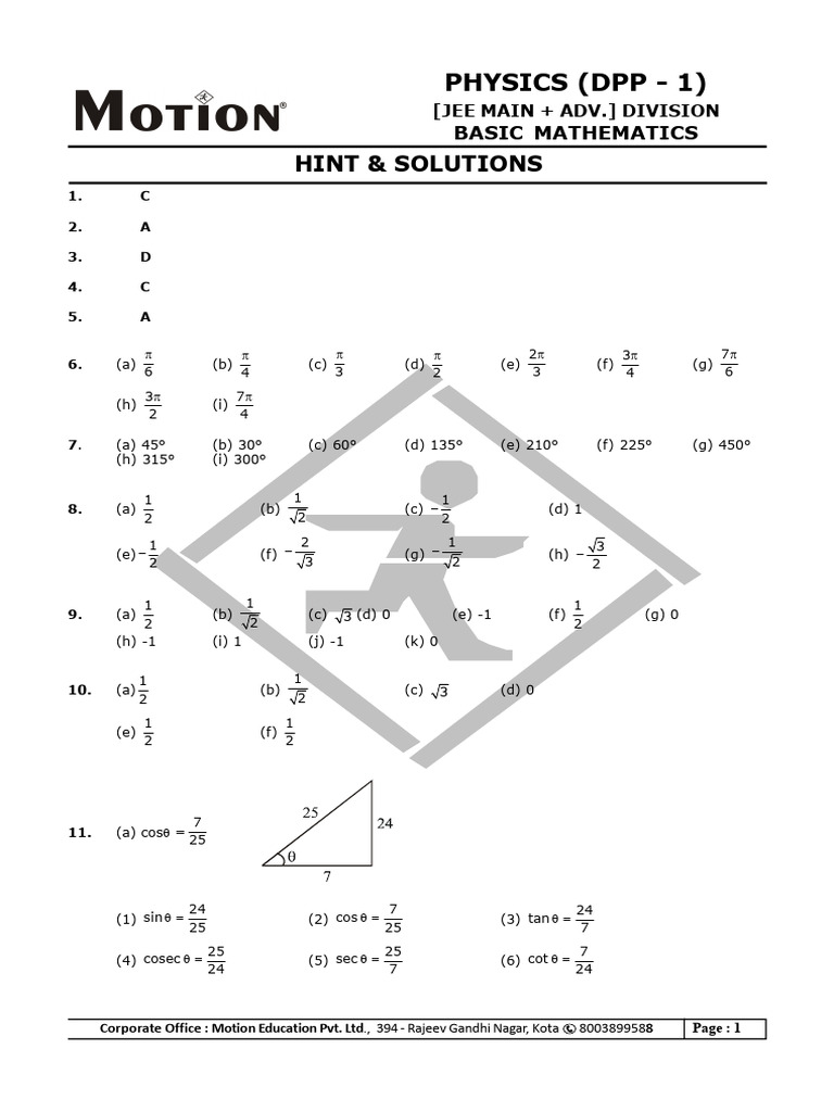 E - Basic - Maths - DPP-1-4 - Sol..p65 | PDF