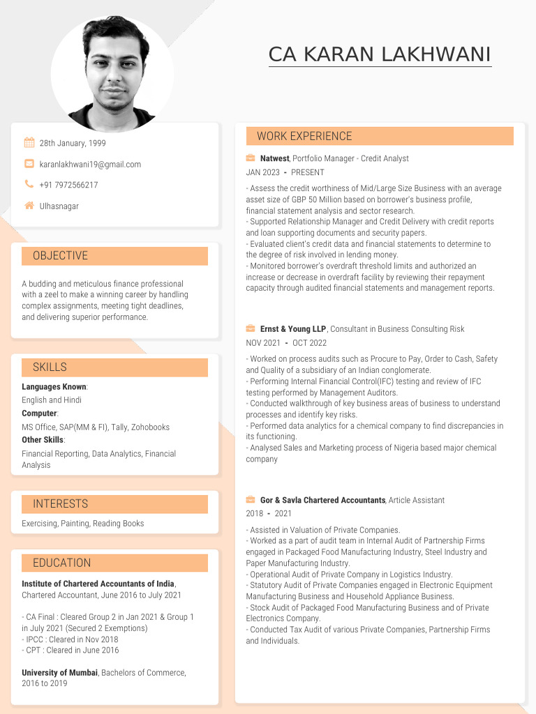 CV - CA Karan Lakhwani | PDF