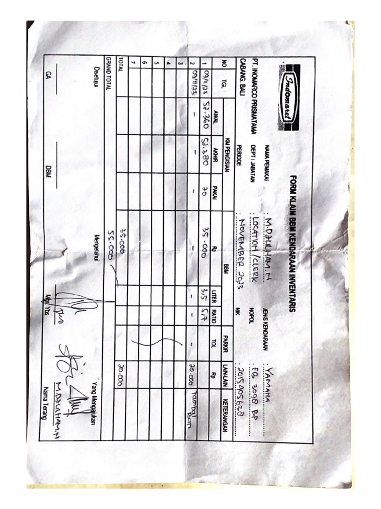 Klaim BBM Zulham 14112023 | PDF