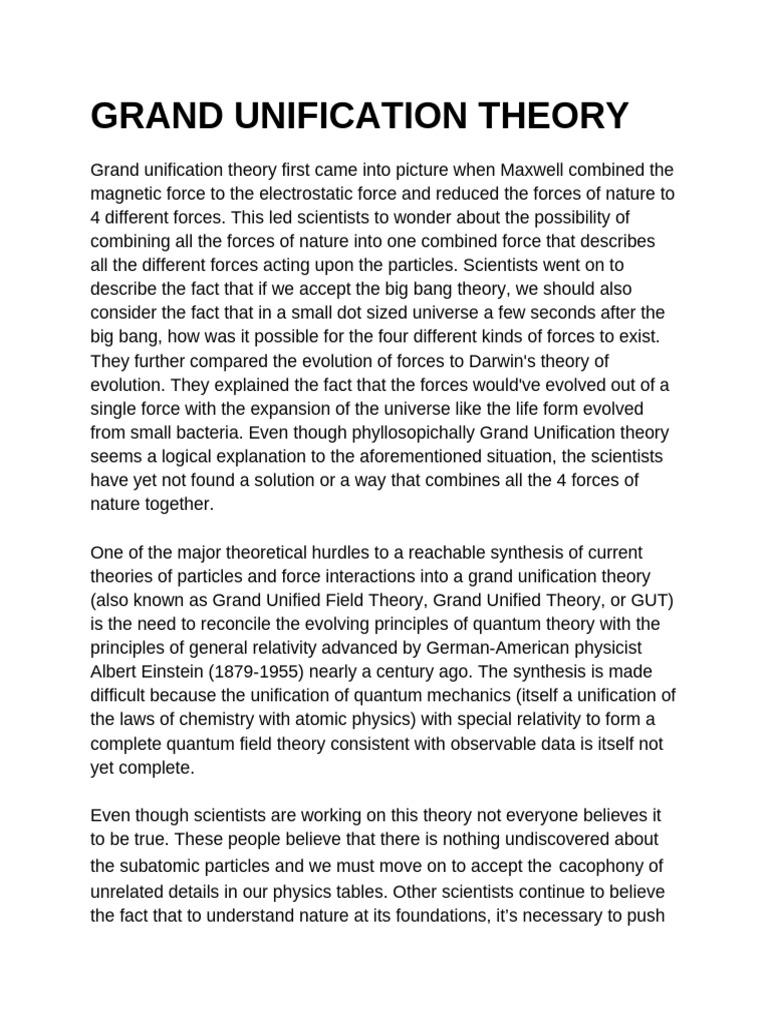 Grand Unification Theory | PDF