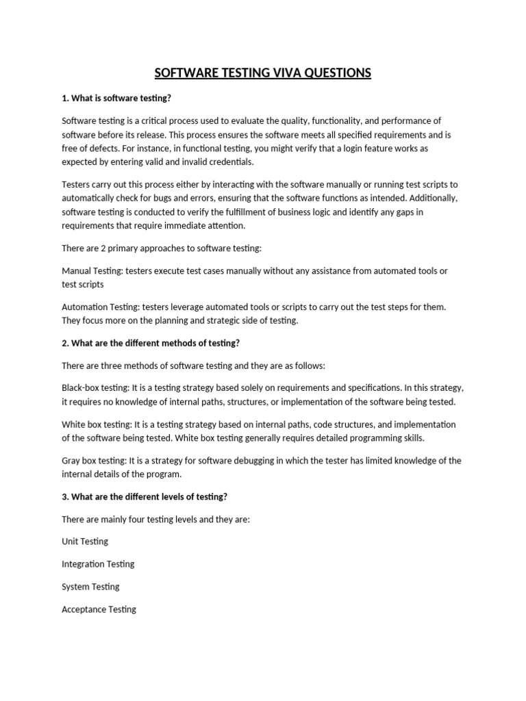 Software Testing Viva Questions | PDF