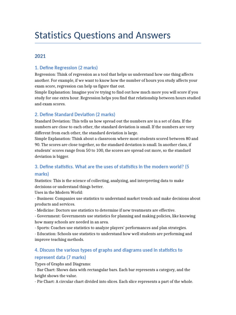 Statistics Questions and Answers | PDF