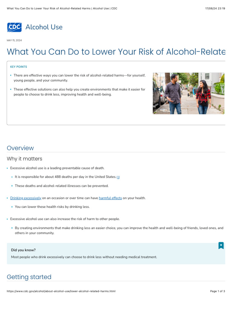 What You Can Do To Lower Your Risk of Alcohol-Related Harms - Alcohol ...