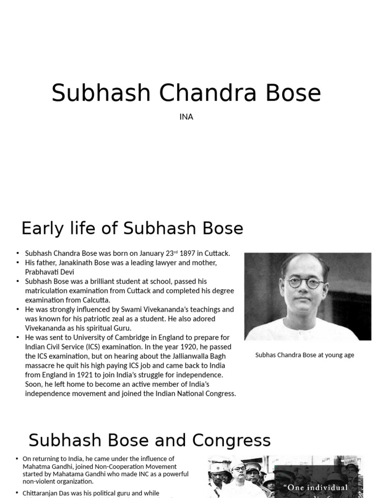 Subhash Chandra Bose - Jun 10 2024 | PDF