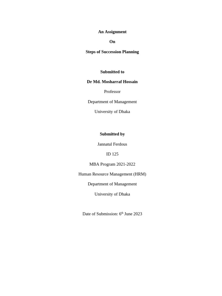 Steps in Succession Planning | PDF