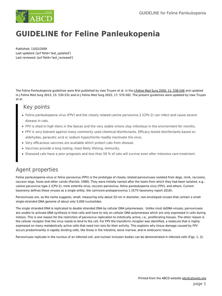 GUIDELINE For Feline Panleukopenia | PDF