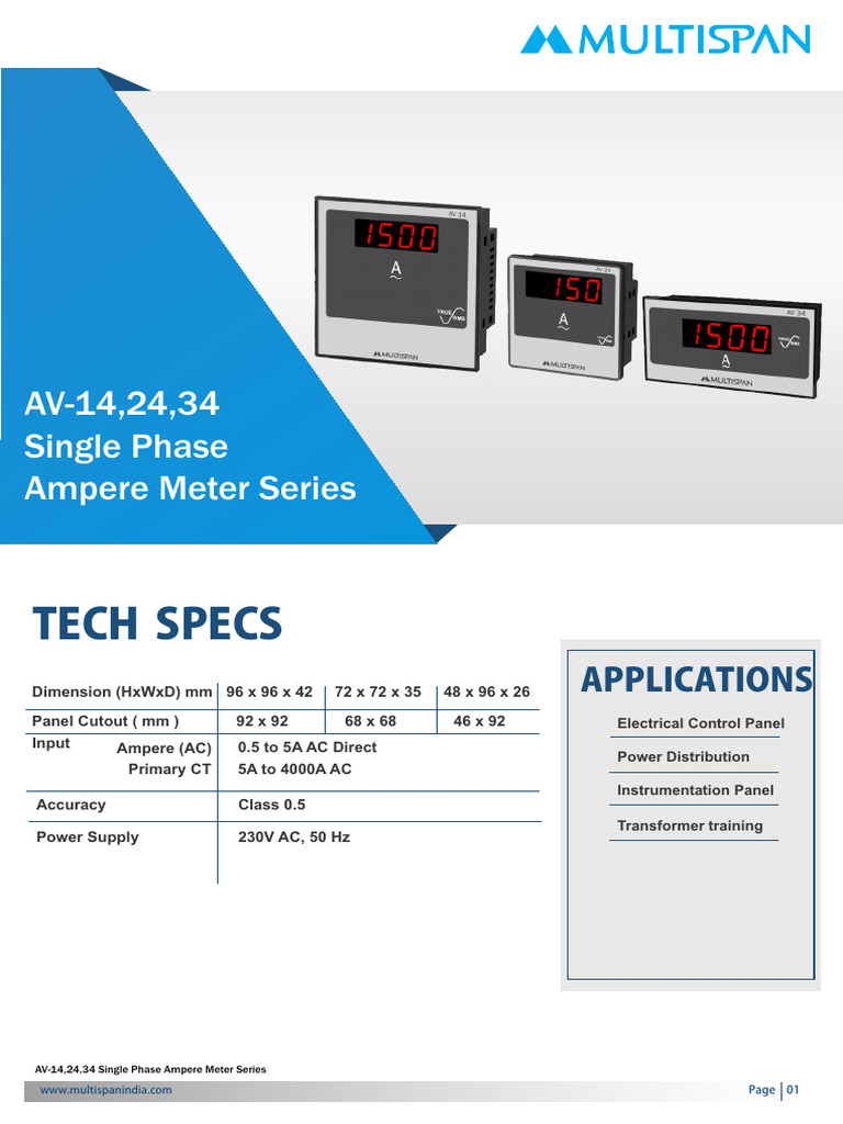 Digital AMMETER - AV14 CT-B1-00 | PDF